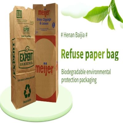 Custom Open Top Paper Yard Waste Bags Durable Eco Friendly