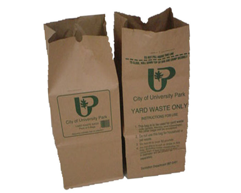 ISO9001 30 Gallon Paper Leaf Bags Eco Friendly Compostable Paper Trash ...