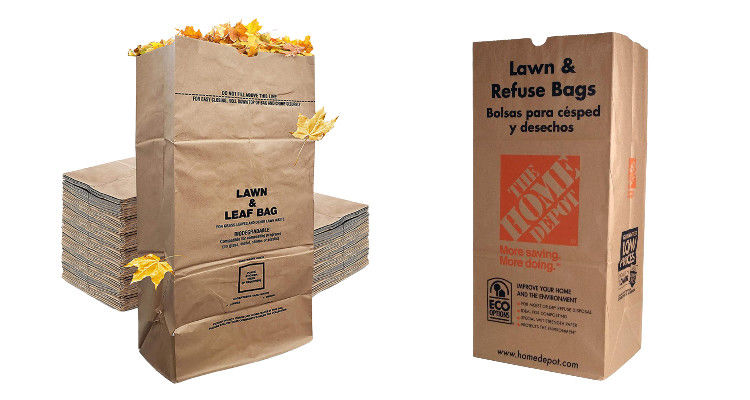 Open Top Eco Friendly Grass Clipping Paper Bags For Garden Or Yard