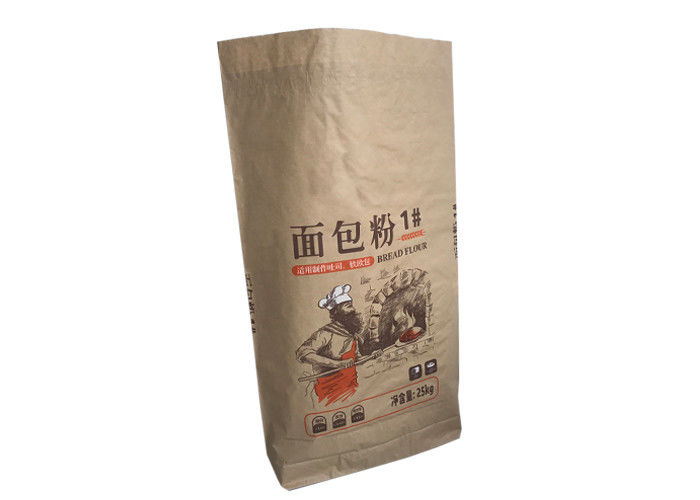 25kg Kraft Paper Flour Bag Corn Sack Paper Flour Powder Packaging Bag