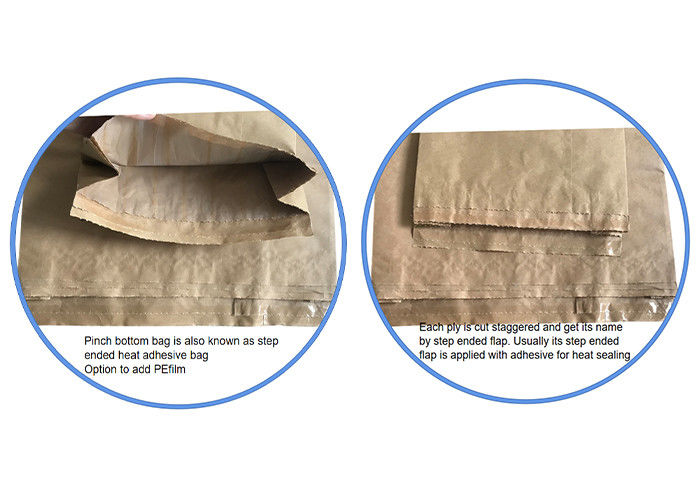 Customized Hot Melt Pinch Bottom Paper Bags Multiwall Kraft Paper ...