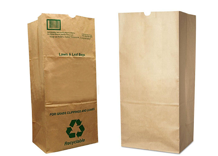 Custom Yard Waste Lawn Paper Bags Multiwall Moisture Proof 30 Gallons