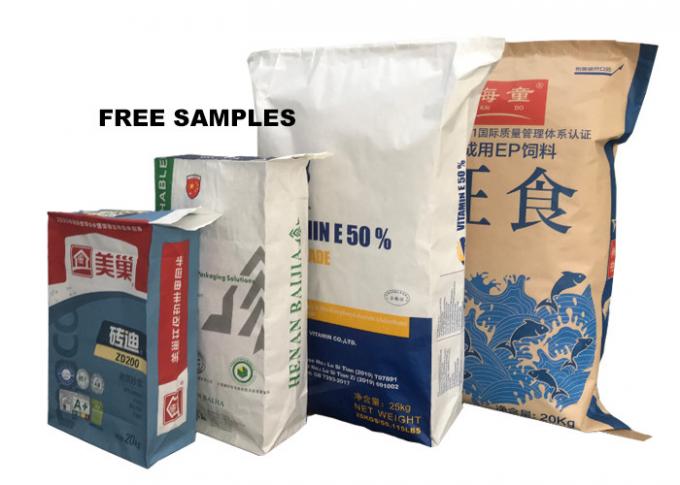 Chemical Fertilizers Multiwall Kraft Paper Bags Custom Logo Waterproof 20kg